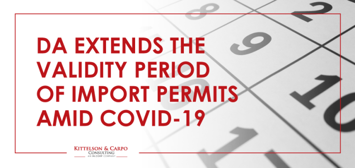 DA Extends the Validity Period of Import Permits Amid COVID19